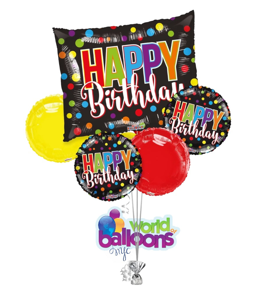 Balloon Bouquet Happy Birthday Colorful Dots – WorldBalloonsNYC