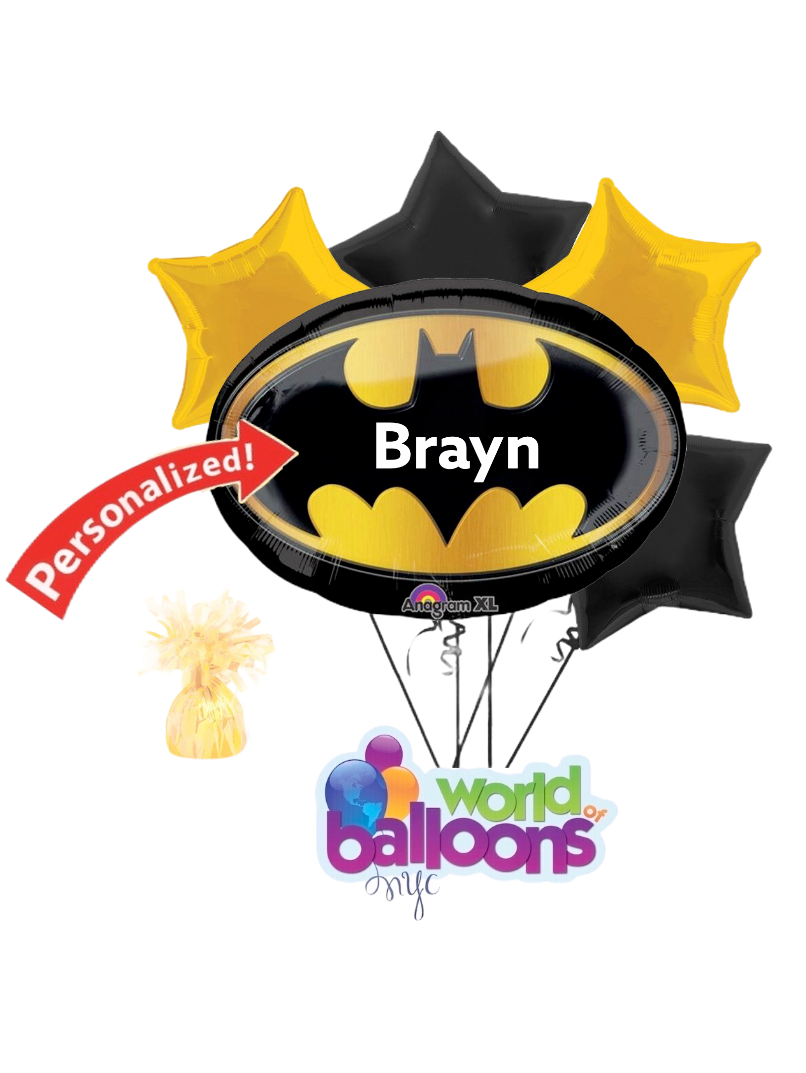 Batman Logo Personalized Balloon Bouquet – WorldBalloonsNYC